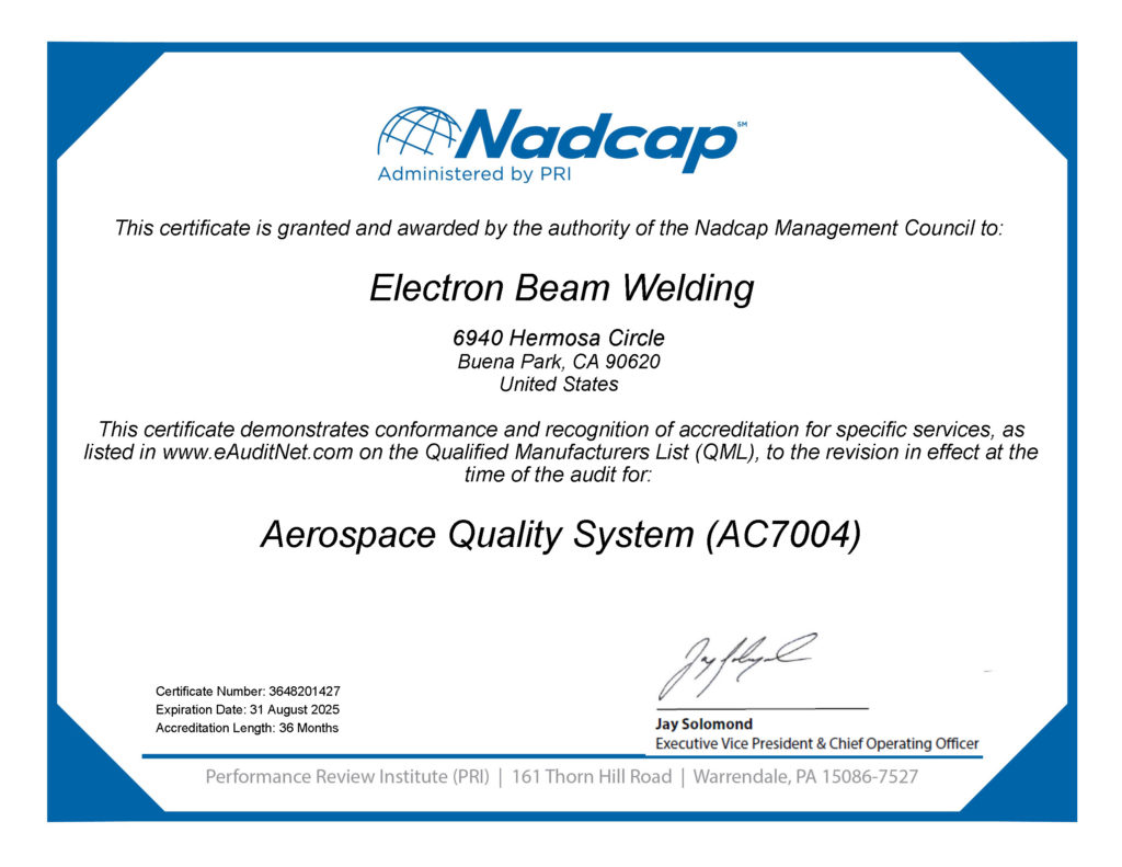 Quality - Electron Beam Welding, LLC